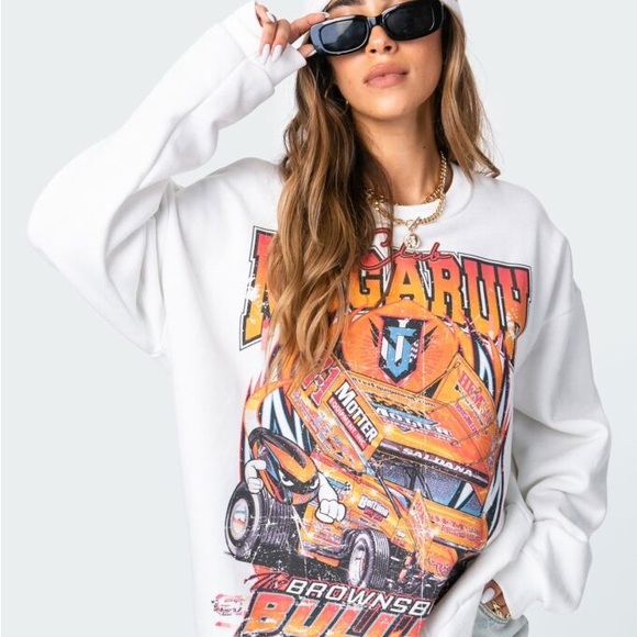 Edikted | Tops | Edikted White Graphic Sweatshirt | Poshmark